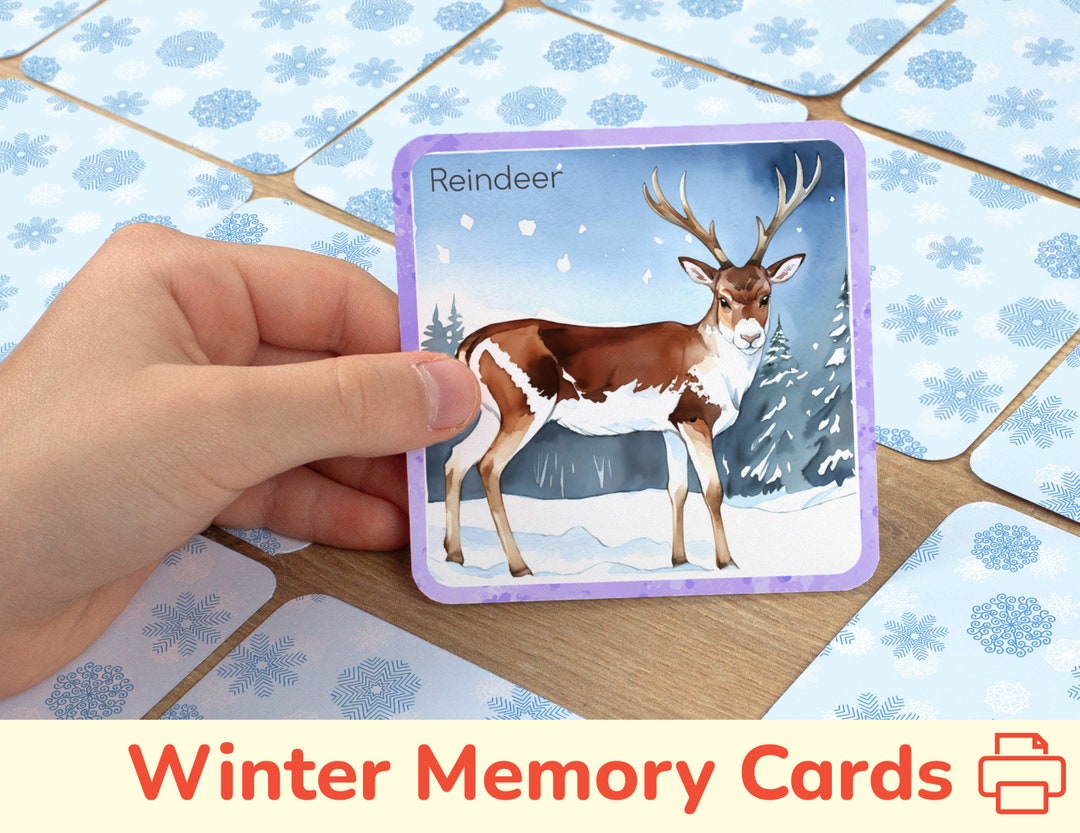 Winter Memory Game: Printable Toddler, Preschool, Kindergarten Matching ...