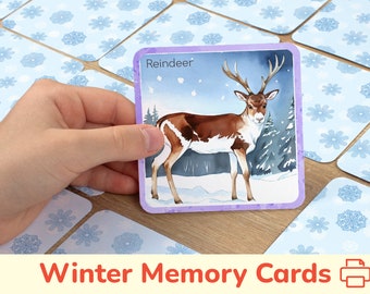 Winter Memory Game: Printable Toddler, Preschool, Kindergarten Matching ...