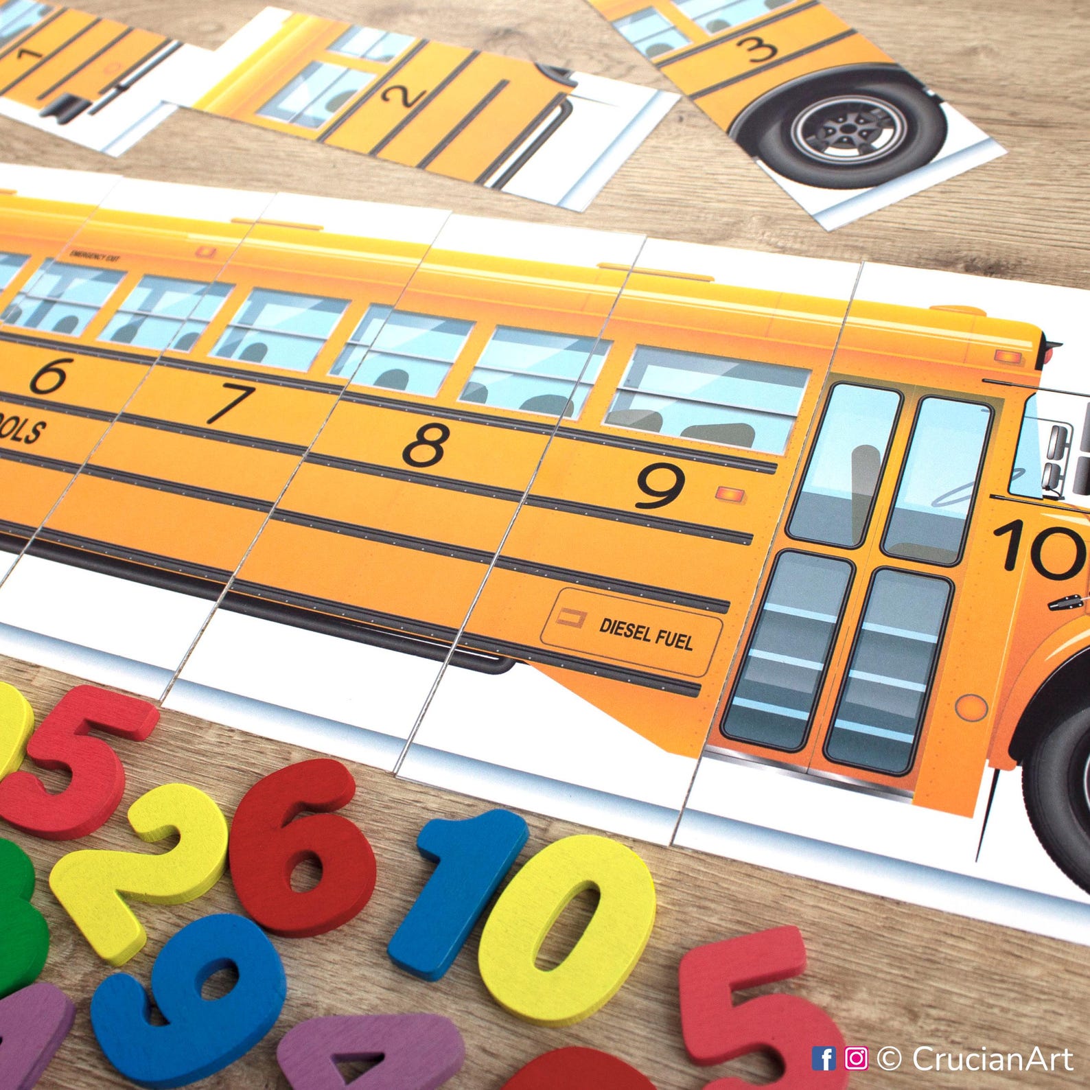SCHOOL BUS Number Sequence Puzzle. Sequencing 1-10, 11-20 Printable ...