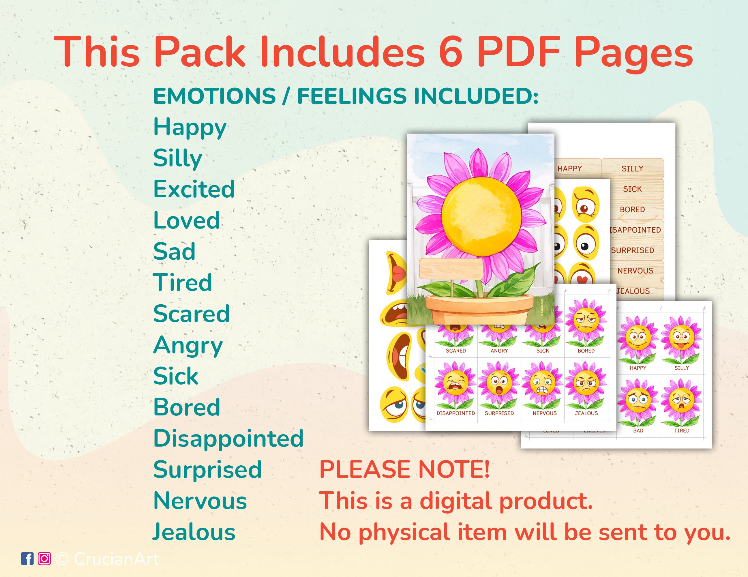 Flower Garden Themed Emotions and Feelings Printable Activity. Toddler ...