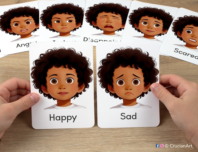 Emotion Flash Cards. Printable Flashcards for Boy: Explore Feelings ...