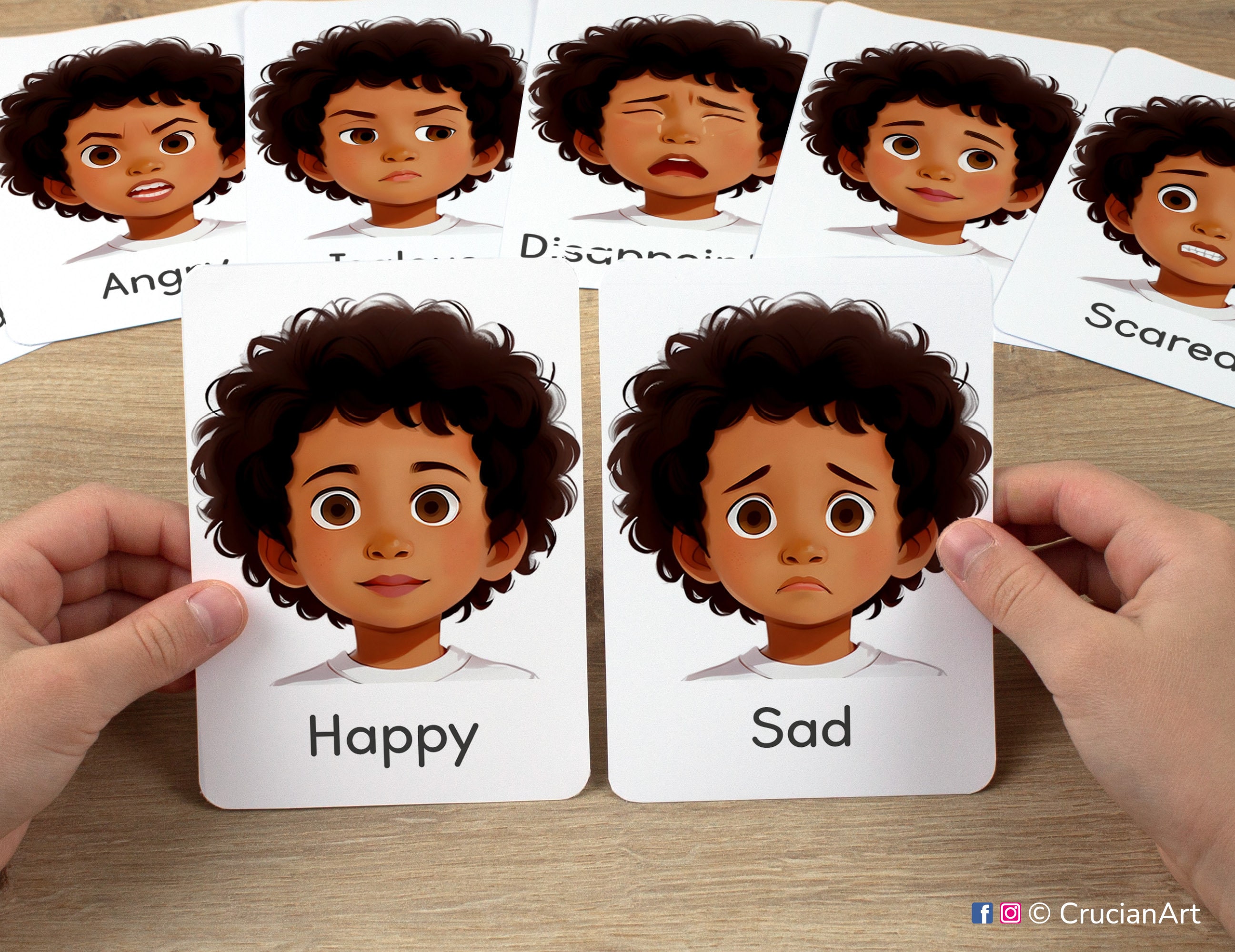 Emotion Flash Cards. Printable Flashcards for Boy: Explore Feelings ...