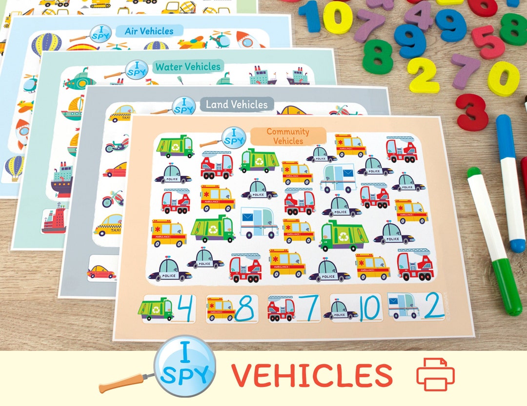 Vehicles Count to 10 Printable Activity. Land Water Air - Etsy