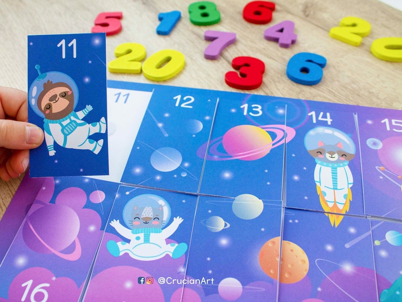 Space Theme Number Puzzle 1 20. Printable Preschool Activity | Etsy