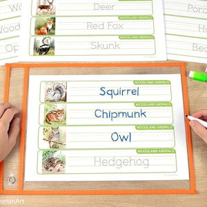 Woodland Animals Handwriting Worksheets: Printable Vocabulary Activity ...