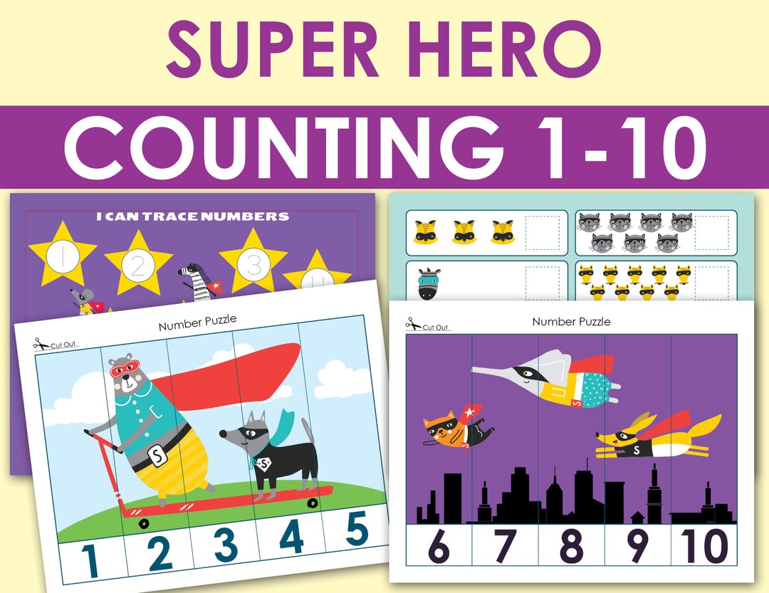 Superhero Numbers Preschool Learning Binder. Printable Busy Book. CA108 ...