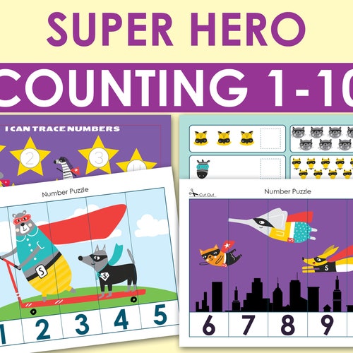 Superhero Numbers Preschool Learning Binder. Printable Busy - Etsy