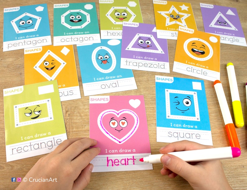 2D Shapes Tracing Cards. Homeschool Printable Learning Activity ...