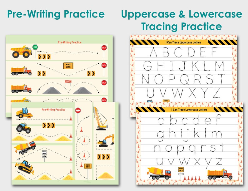 Construction Trucks Alphabet Busy Book. Printable Vehicles Abcs ...