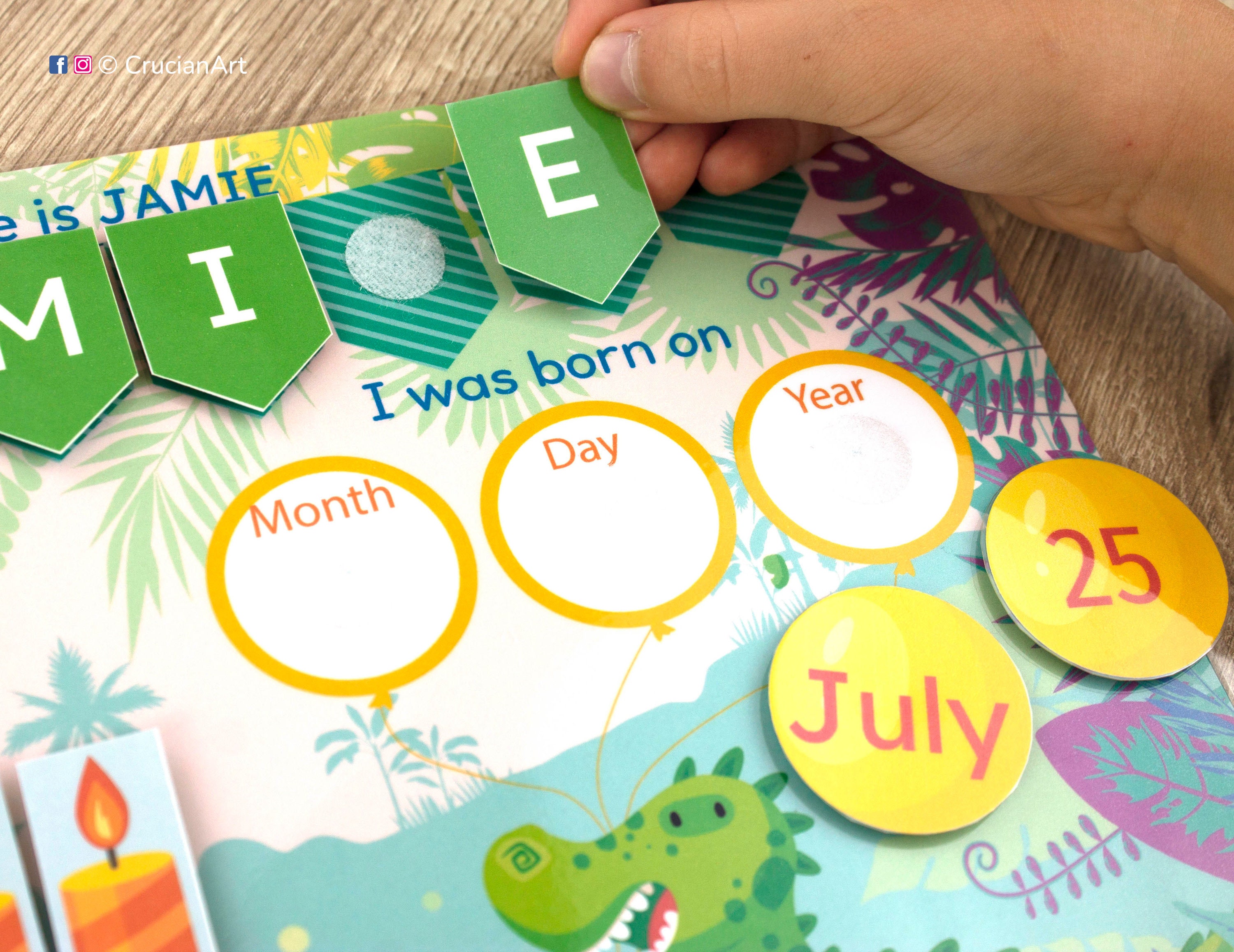 Dinosaur Themed Custom Name Spelling Activity. Printable Toddler Name ...