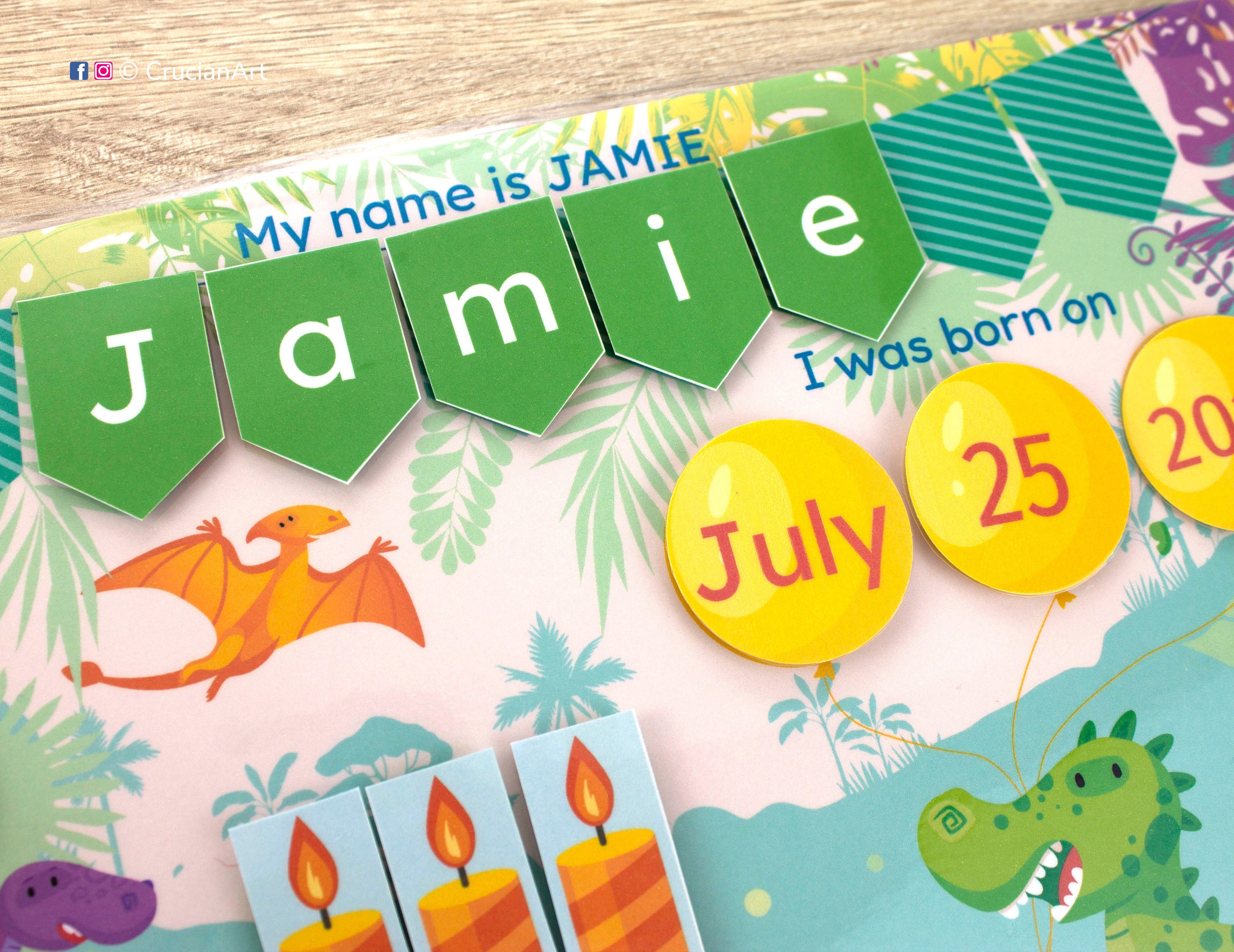 Dinosaur Themed Custom Name Spelling Activity. Printable Toddler Name ...