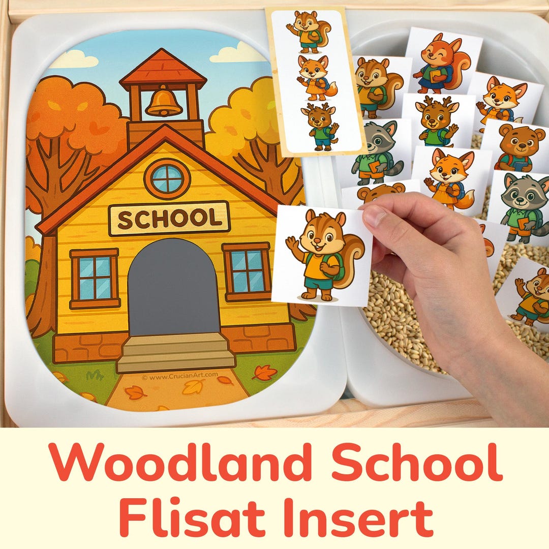 Woodland School Flisat Insert: Back to School Matching Activity for ...