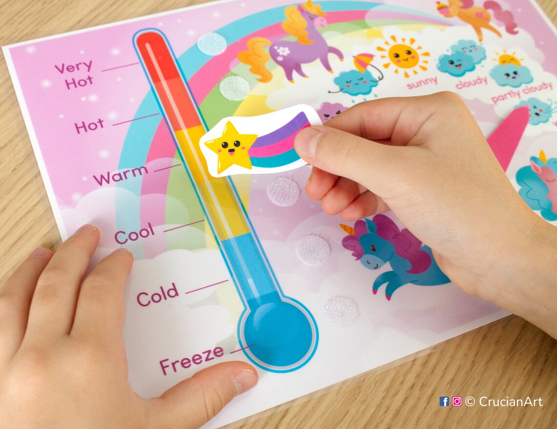 Rainbow Unicorn Weather Activity. Printable Learning Material. - Etsy