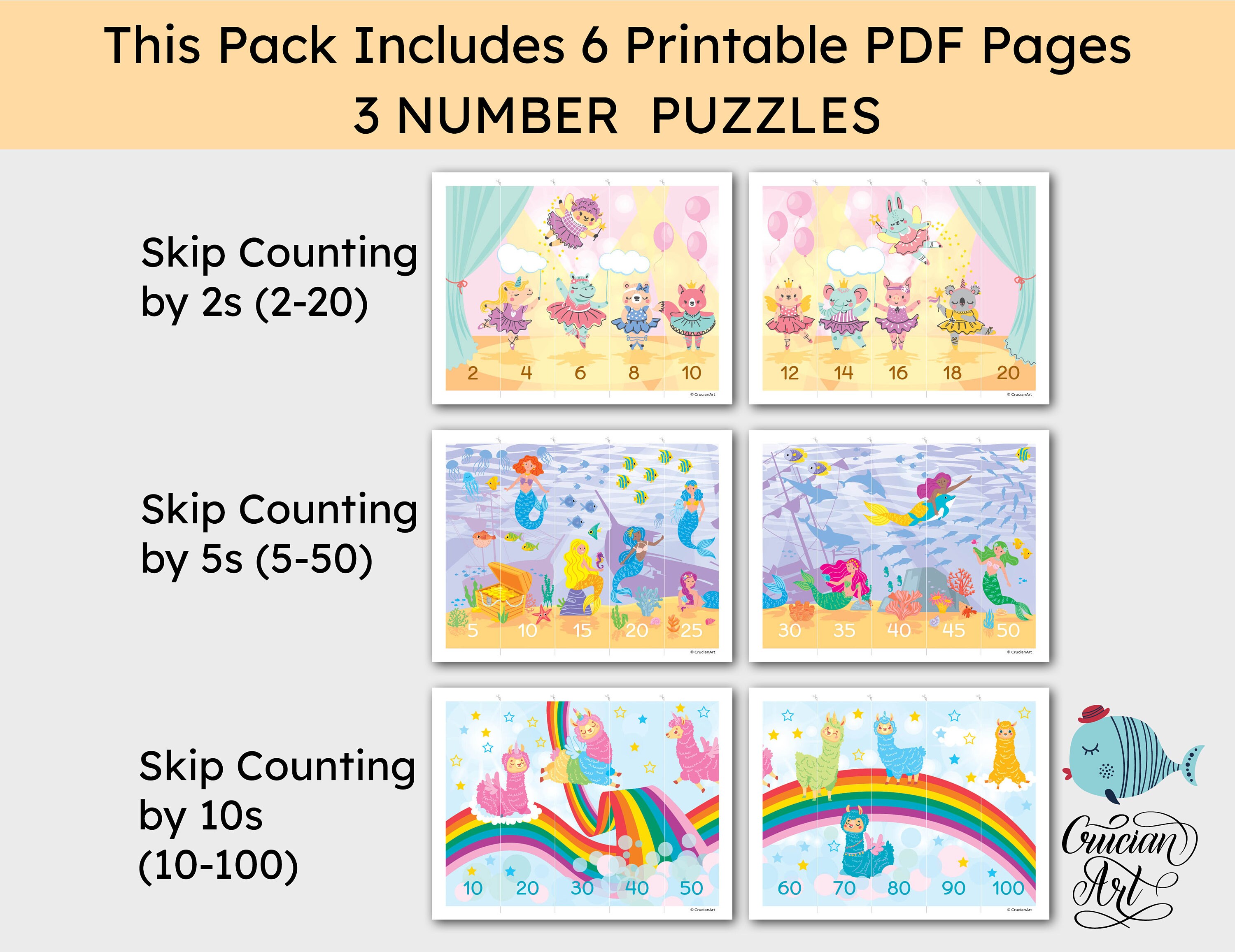 Skip Count by 2s 5s 10s. Printable Number Skip Count Puzzle - Etsy