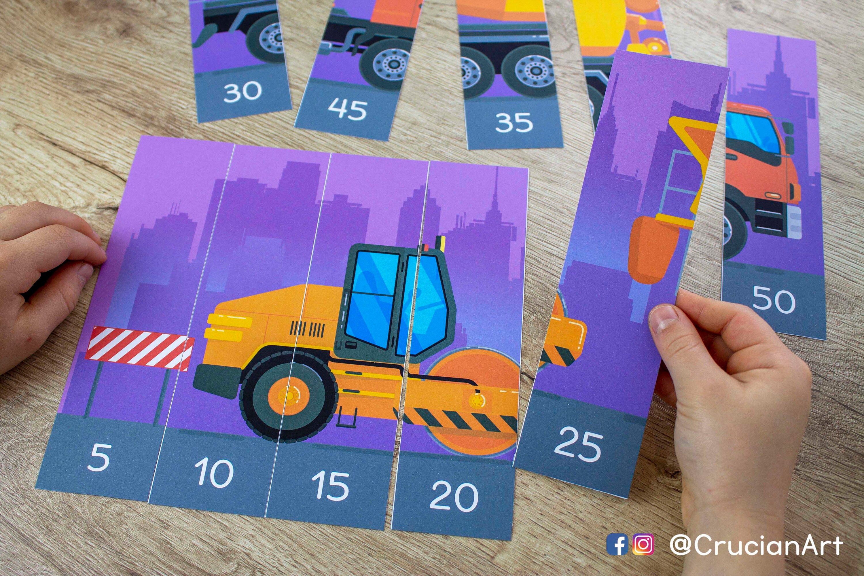 Skip Counting by 2s 5s 10s. Skip Count Puzzle. Printable Construction ...