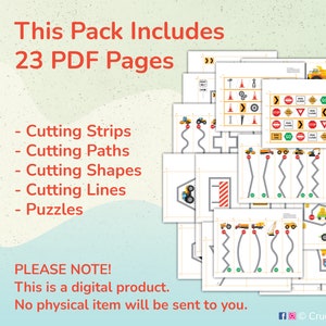 Construction Trucks Scissor Skills Activities. Printable Fine Motor ...