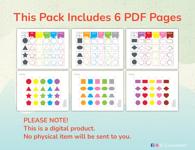 Shape & Color Sorting Printable Activity. Toddler Busy Book and ...
