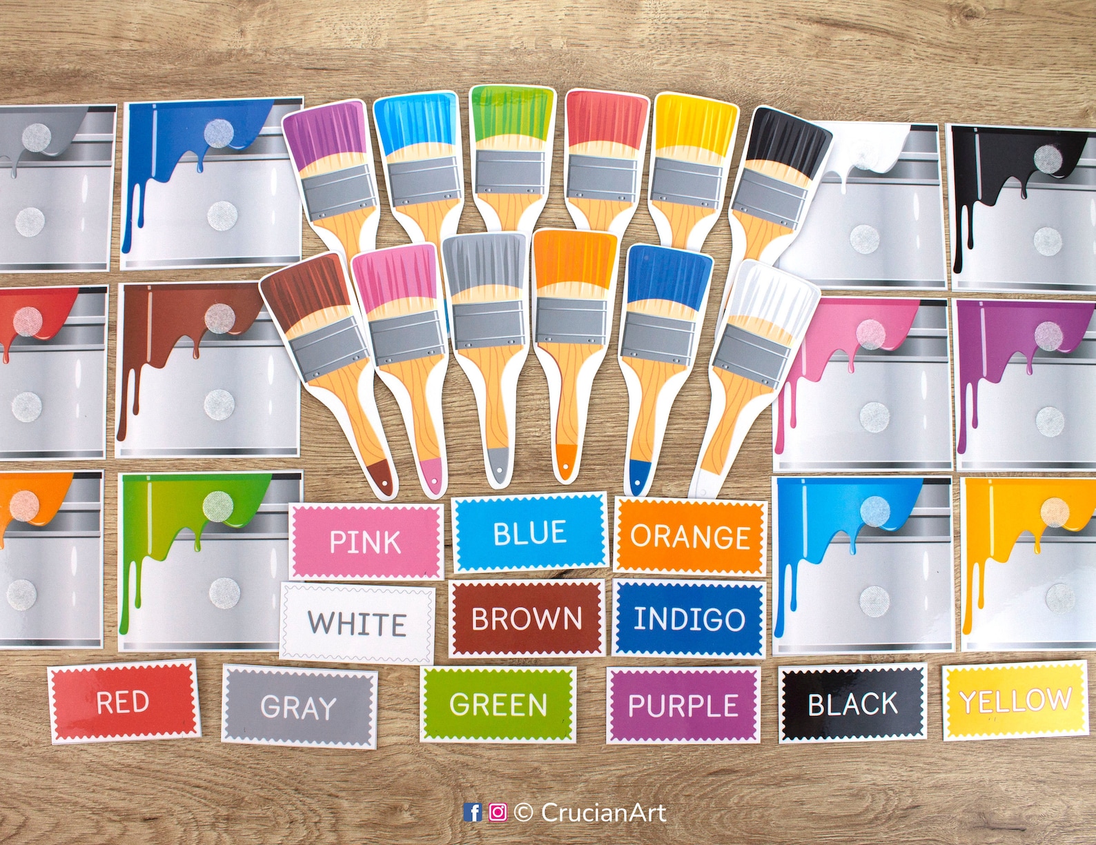 Paint Cans Colors Matching and Labeling Activity. Toddler and Preschool ...