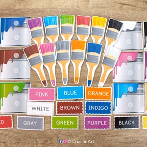 Paint Cans Colors Matching and Labeling Activity. Toddler and Preschool ...