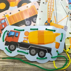 Construction Lacing Cards. Printable Fine Motor Skills Activity for ...