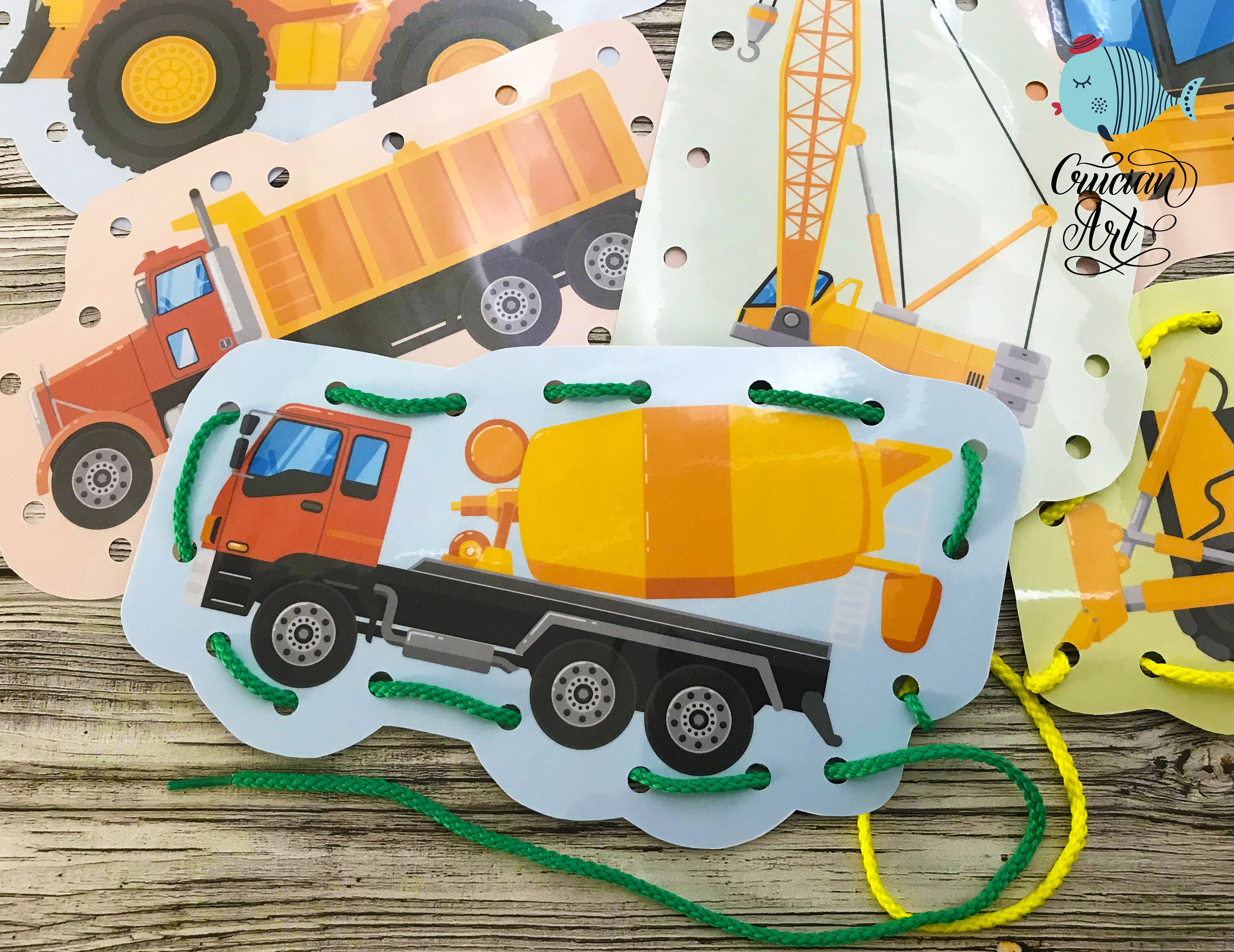 Construction Lacing Cards. Printable Fine Motor Skills Activity for ...