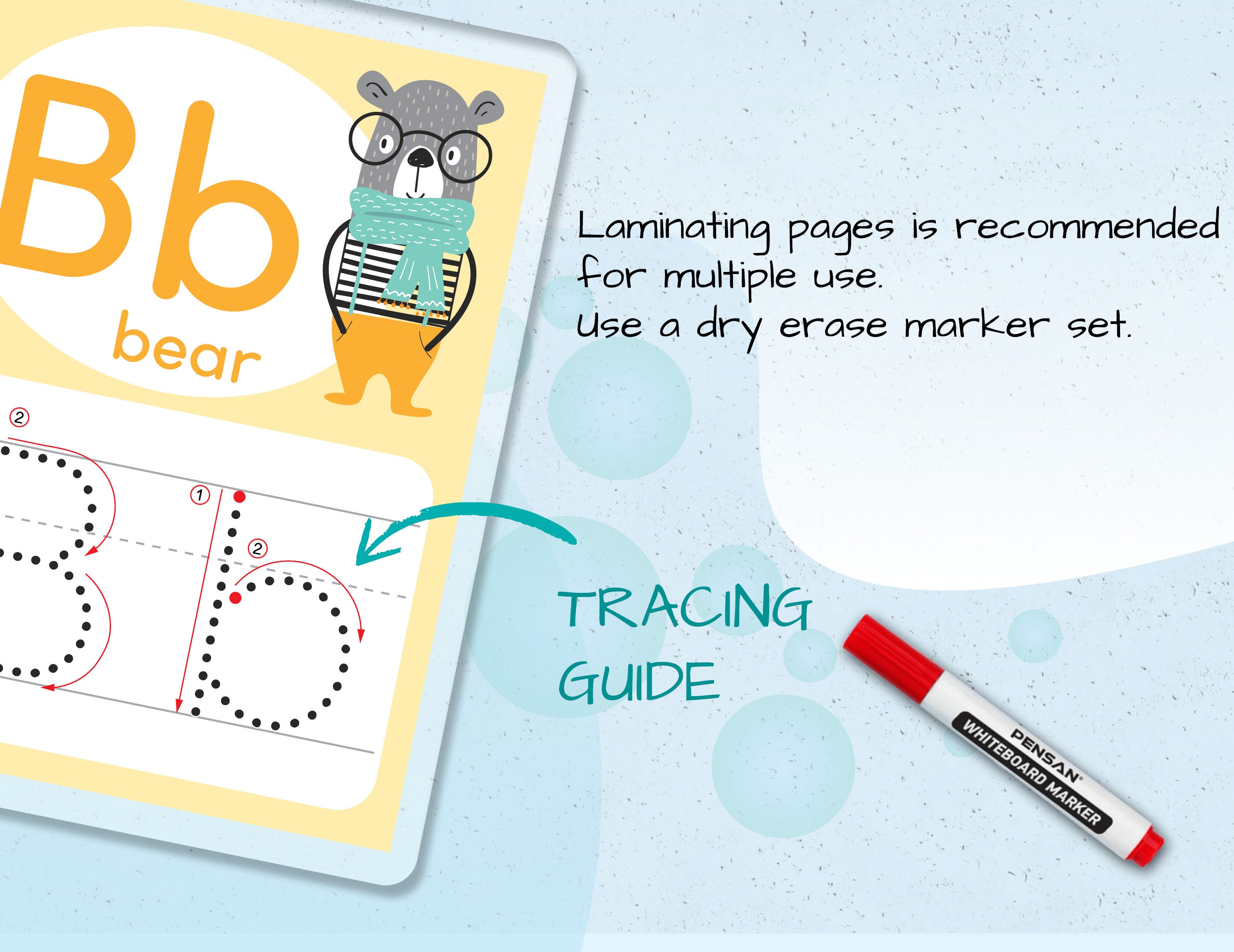 Alphabet Tracing Cards: Animals Themed Alphabet Flashcards for Home ...