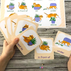 Positional Words Printable Cards. Prepositions Learning Practice ...