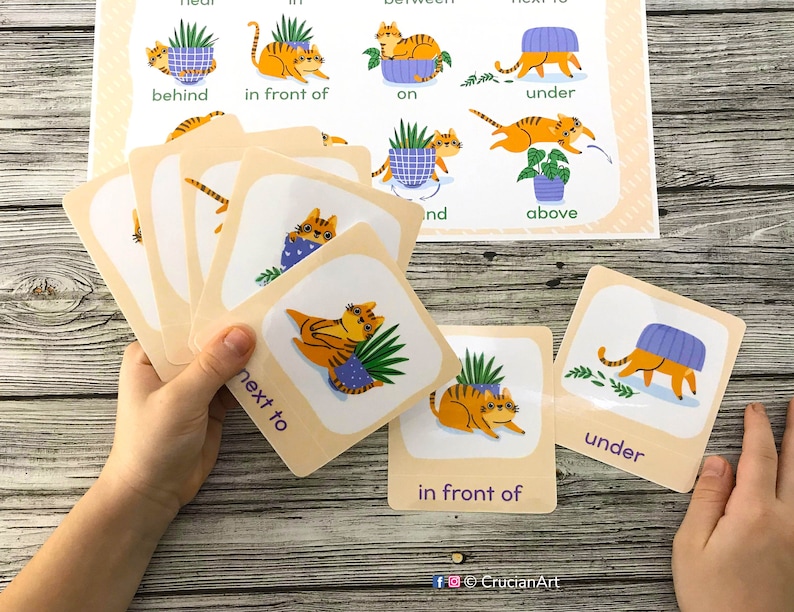 Positional Words Printable Cards. Prepositions Learning - Etsy