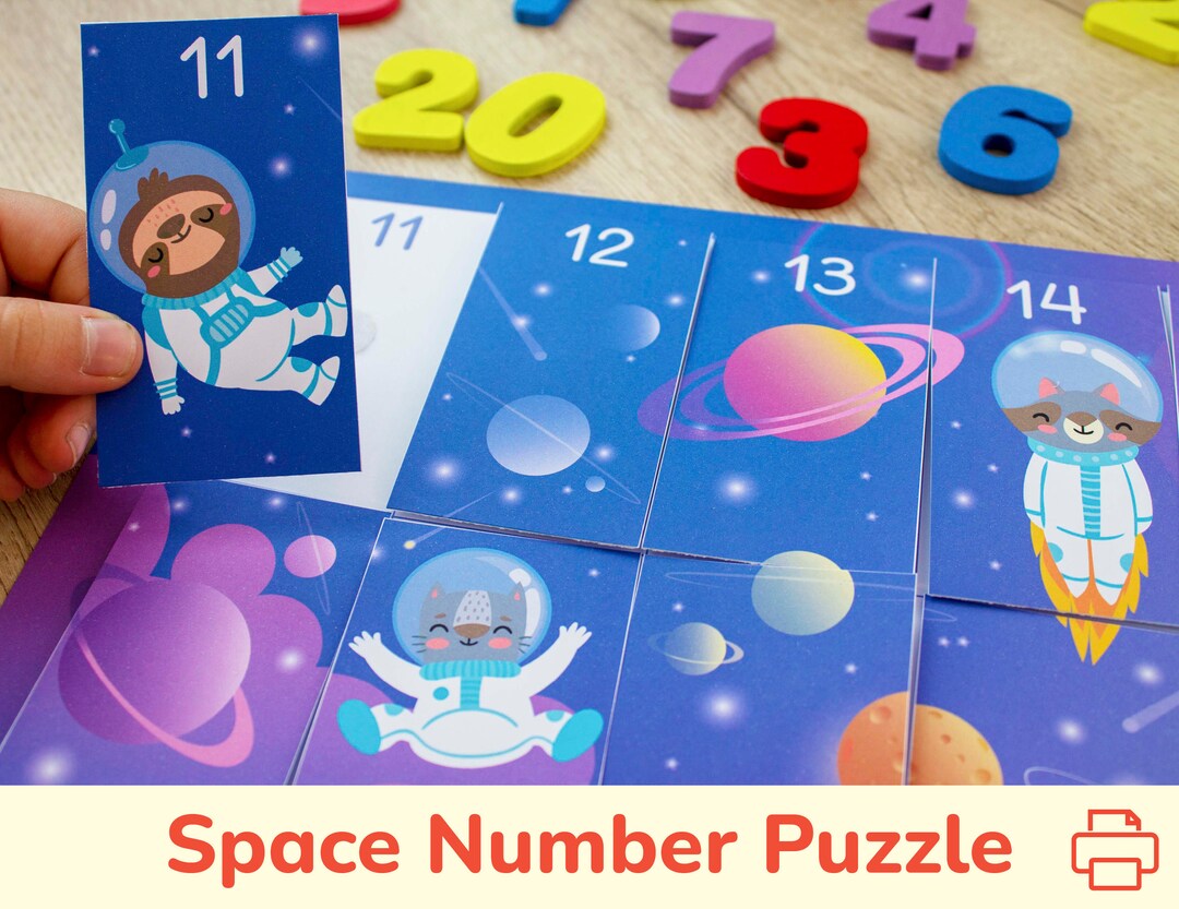 Space Theme Number Puzzle 1 - 20. Printable Preschool Activity Numbers ...