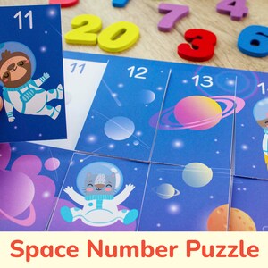 Space Theme Number Puzzle 1 - 20. Printable Preschool Activity Numbers ...