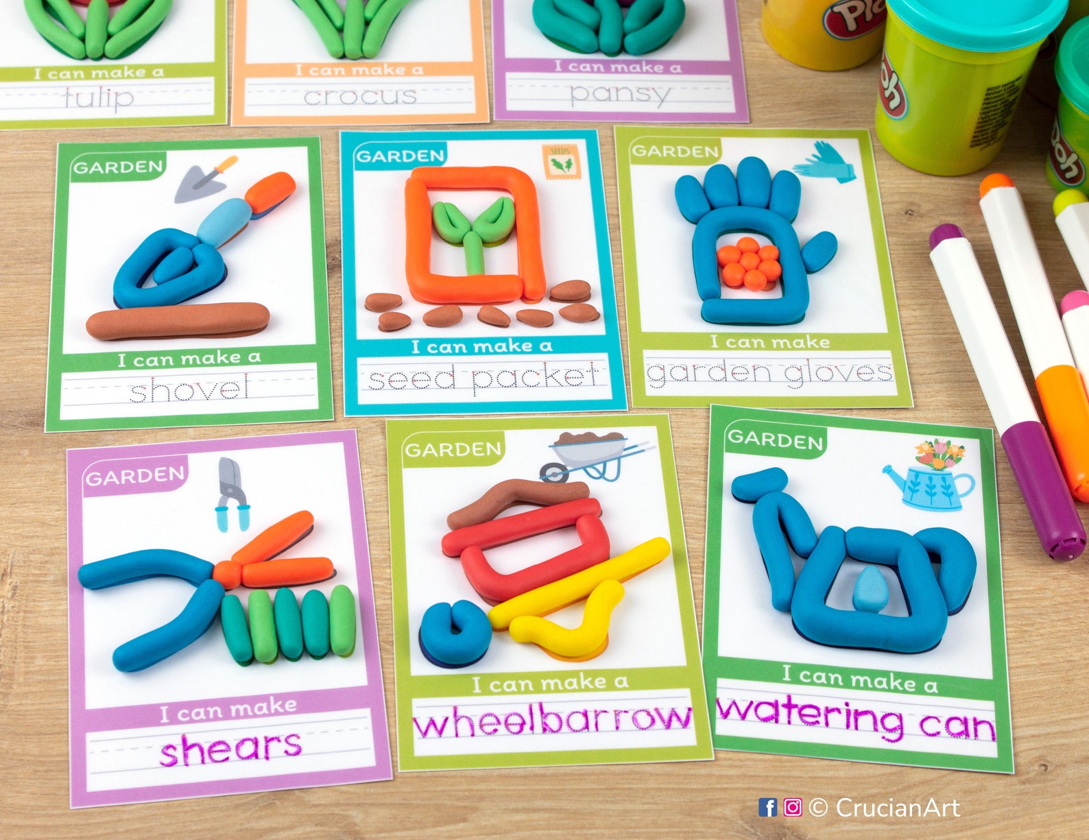 Garden Playdough Mats. Printable Play Dough Kid Activity. Toddler ...