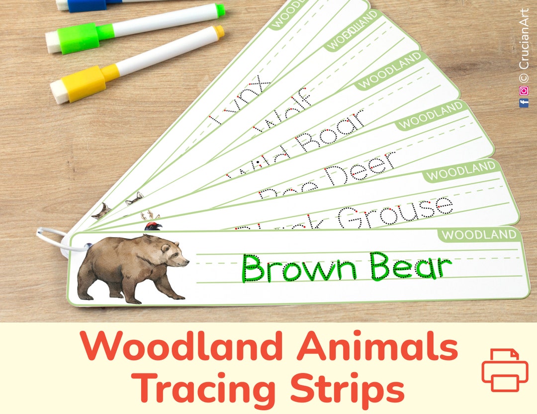 Woodland Animals Tracing Strips: Printable Educational Activities ...