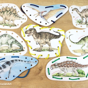Dinosaur Lacing Cards. Dino Theme Toddler and Preschool Activity ...