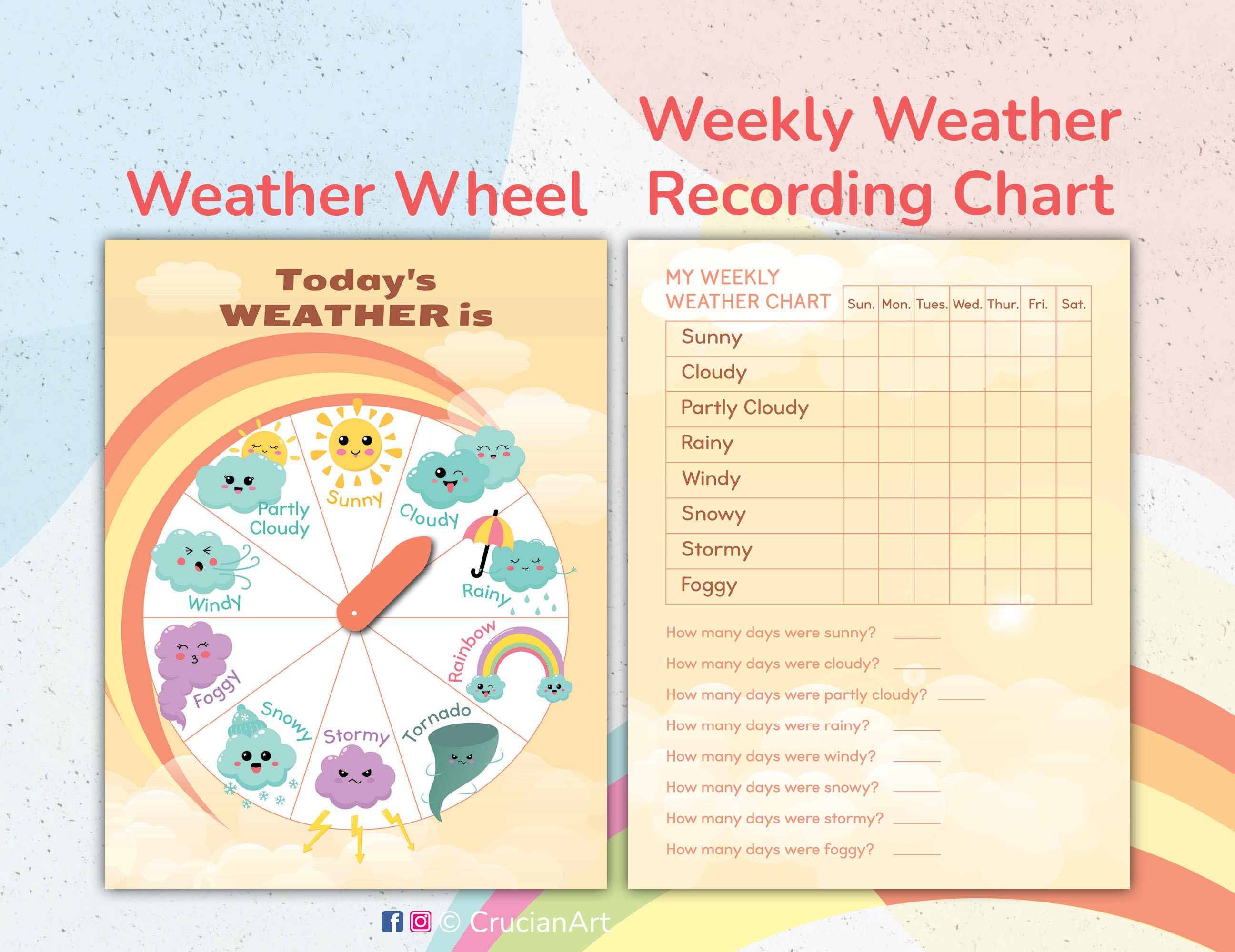 Weather Wheel Printable Toddler and Preschool Activity. | Etsy