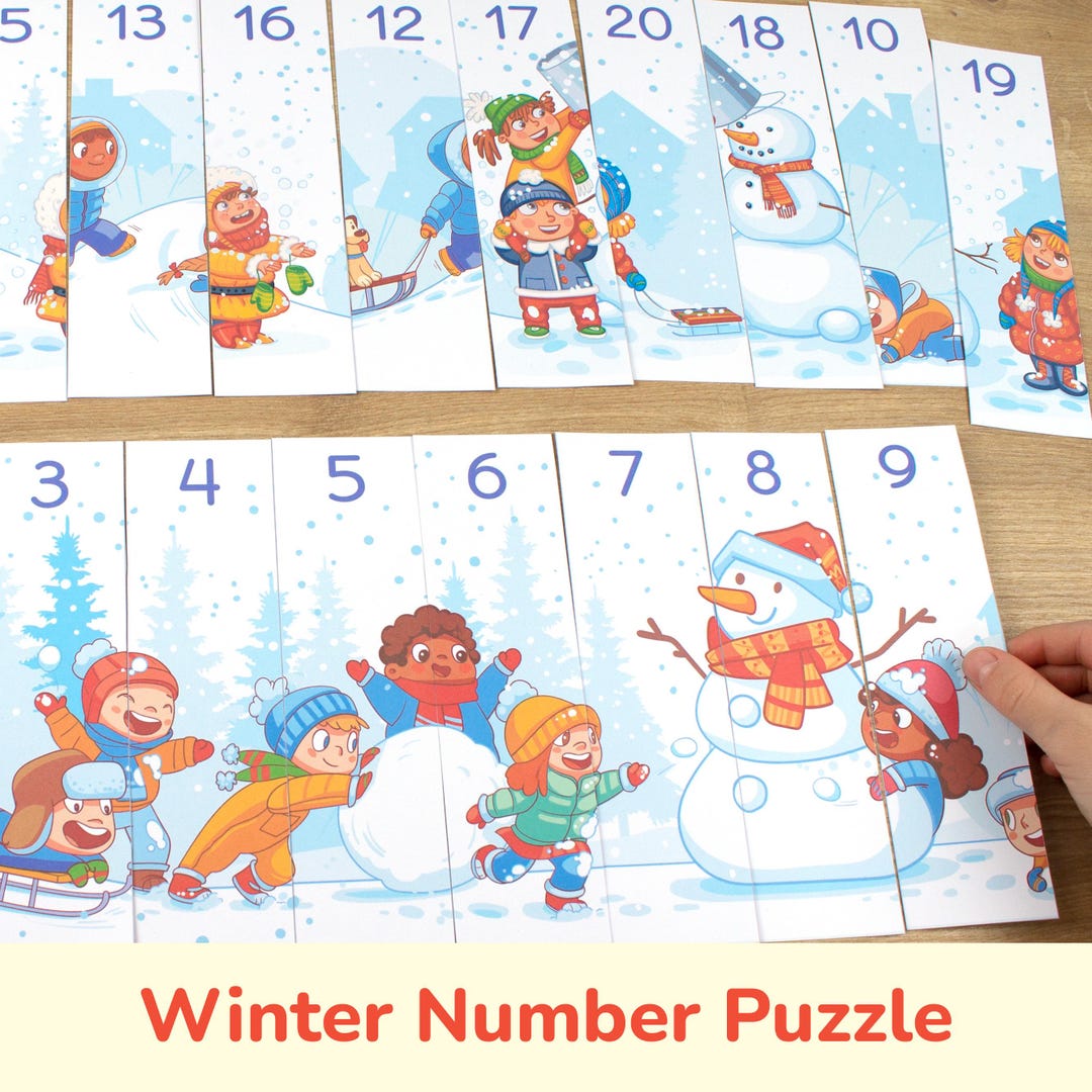 Winter Number Puzzle 1-20. Toddler Numbers Sequence Activity. Preschool ...