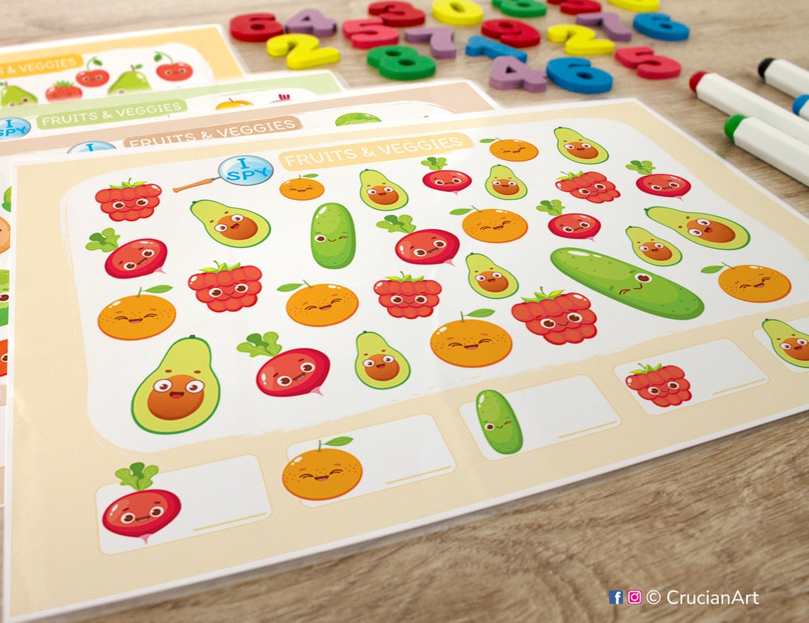 Fruits & Veggies I Spy Activity. Fruit and Vegetables - Etsy