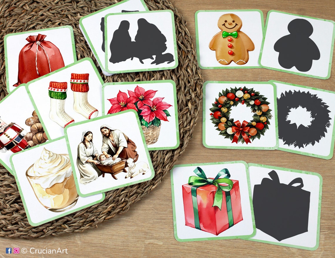 Christmas Shadow Matching Activity: Printable Match Cards for Toddlers ...