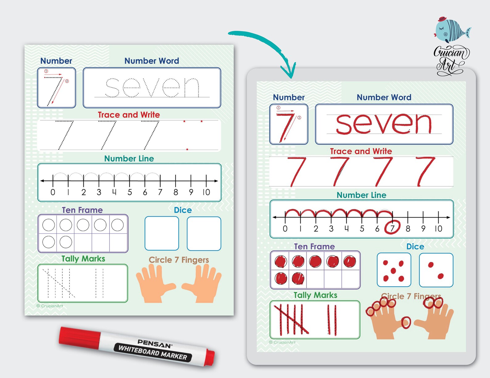 Number Tracing Printable Worksheet. Preschool Pre-k - Etsy