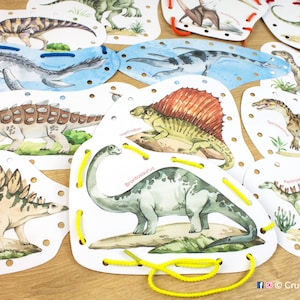 Dinosaur Lacing Cards. Dino Theme Toddler and Preschool Activity ...