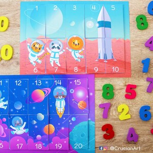 Space Theme Number Puzzle 1 - 20. Printable Preschool Activity Numbers ...