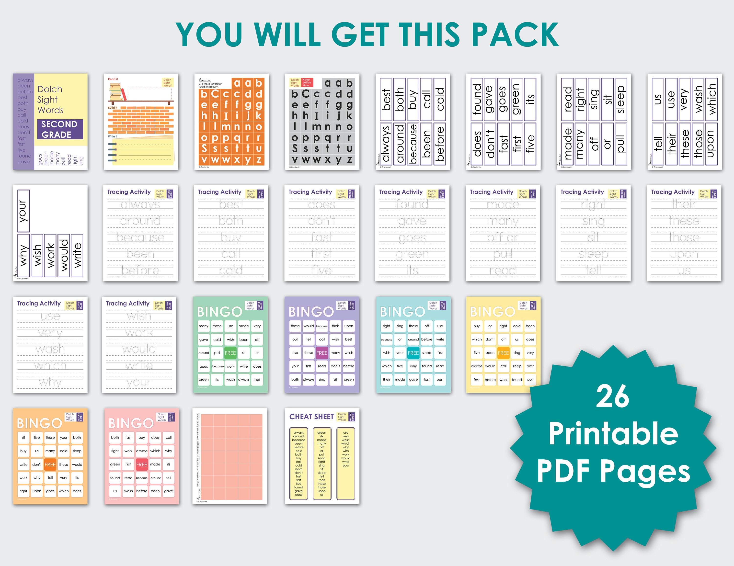 2nd Grade DOLCH Sight Words. Printable Second Grade Dolch | Etsy