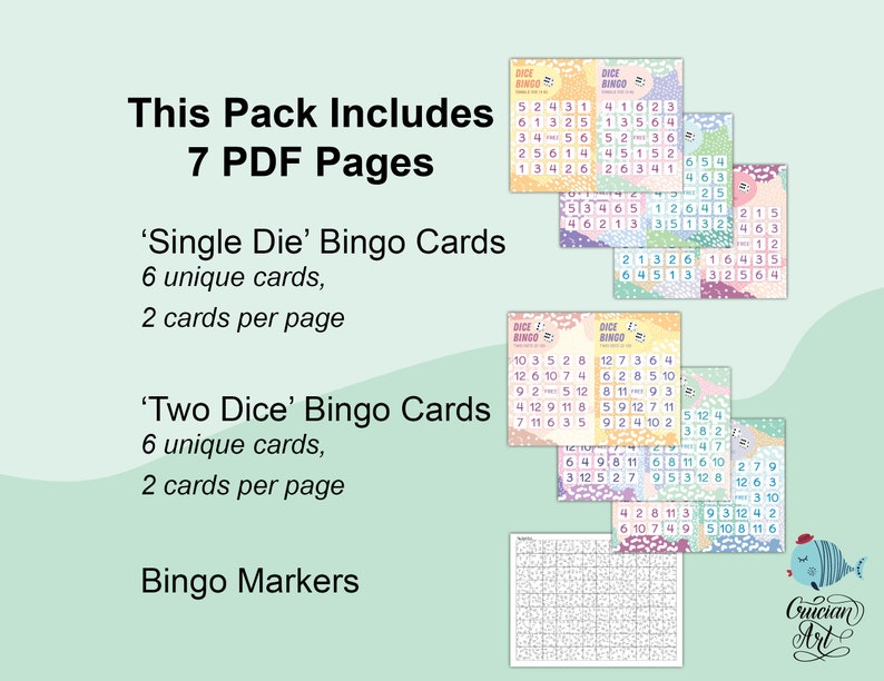 Dice Bingo Printable. Preschool Number Activity 1-12. - Etsy