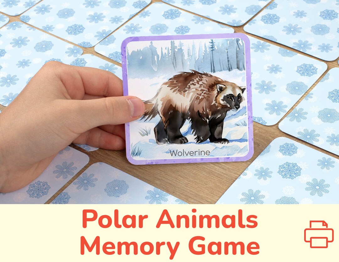 Polar Animals Memory Game: Printable Toddler Preschool Kindergarten ...