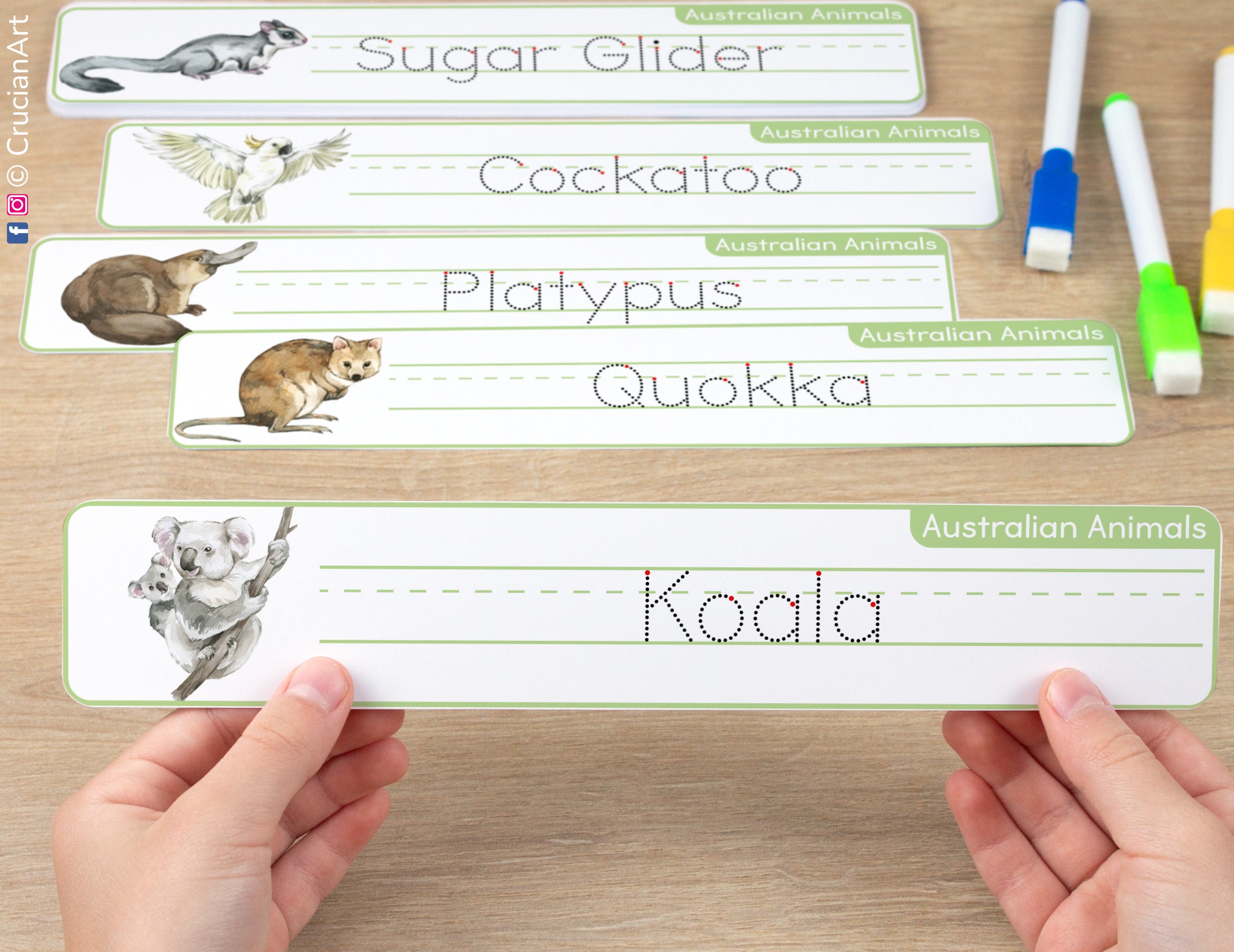 Australian Animals Tracing Strips: Printable Educational Activities ...
