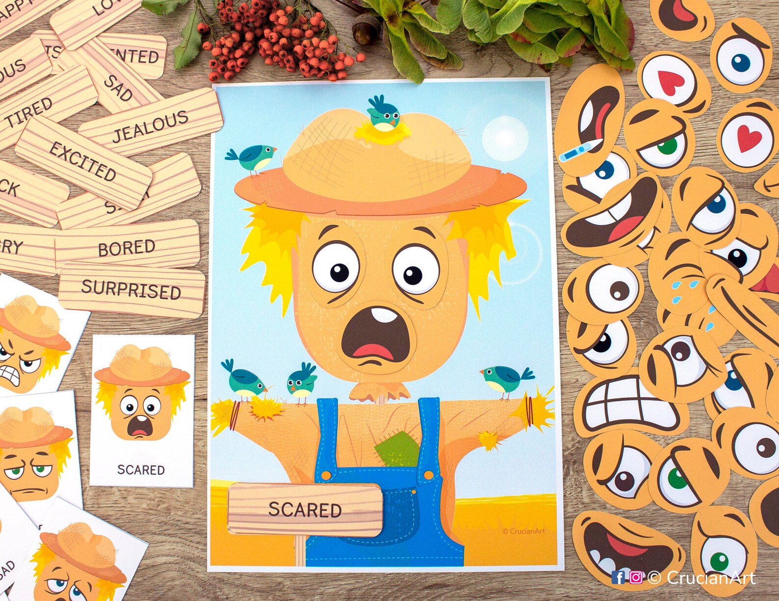 Scarecrow Emotions and Feelings Fall Printable Activity. - Etsy