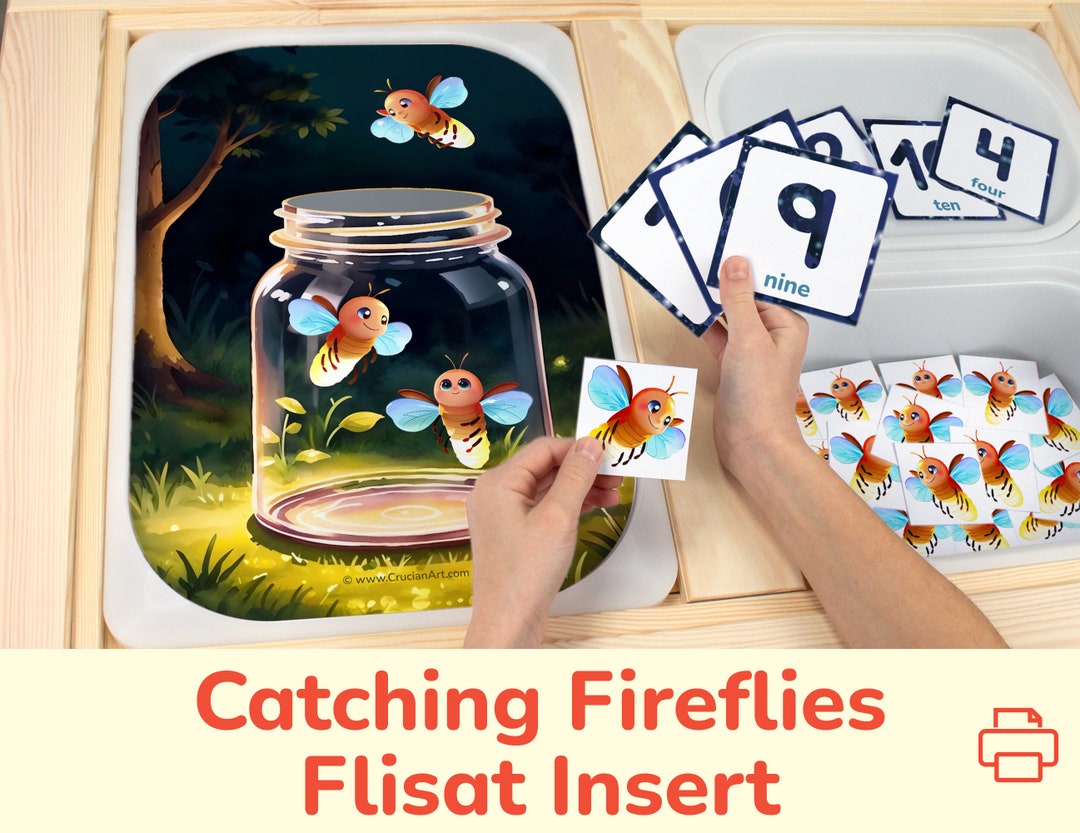 Catching Fireflies in a Jar Flisat Insert: Sensory Table Bins Printable ...