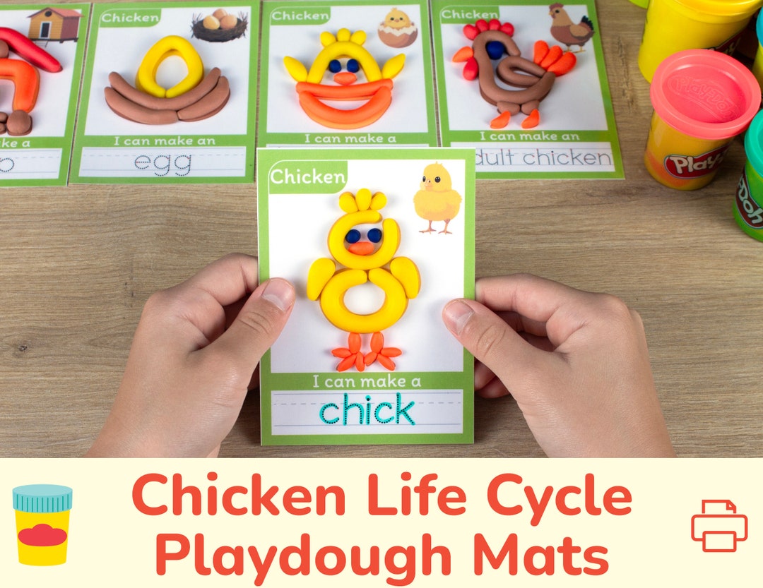 Life Cycle of a Chicken Playdough Mats: Printable Play Dough Activity ...