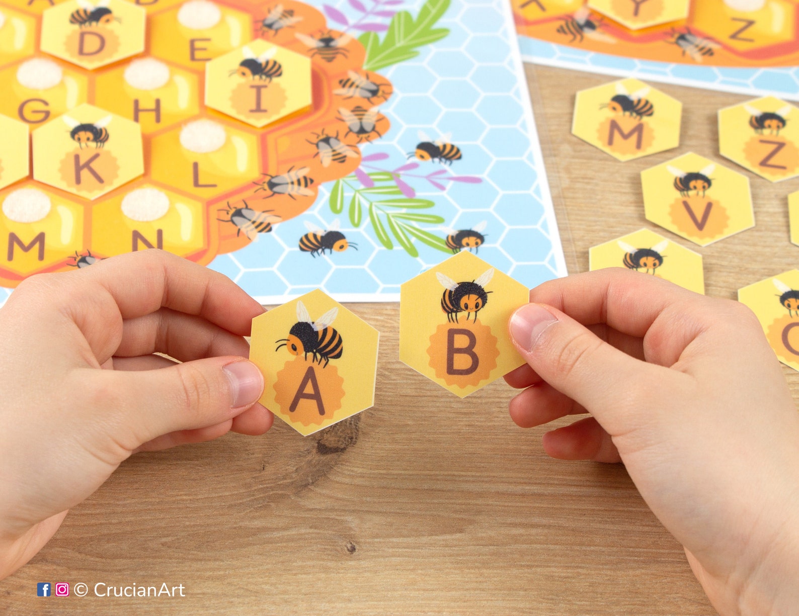 Honey Bee Alphabet Matching. Honeybee Match Printable Learning Activity ...