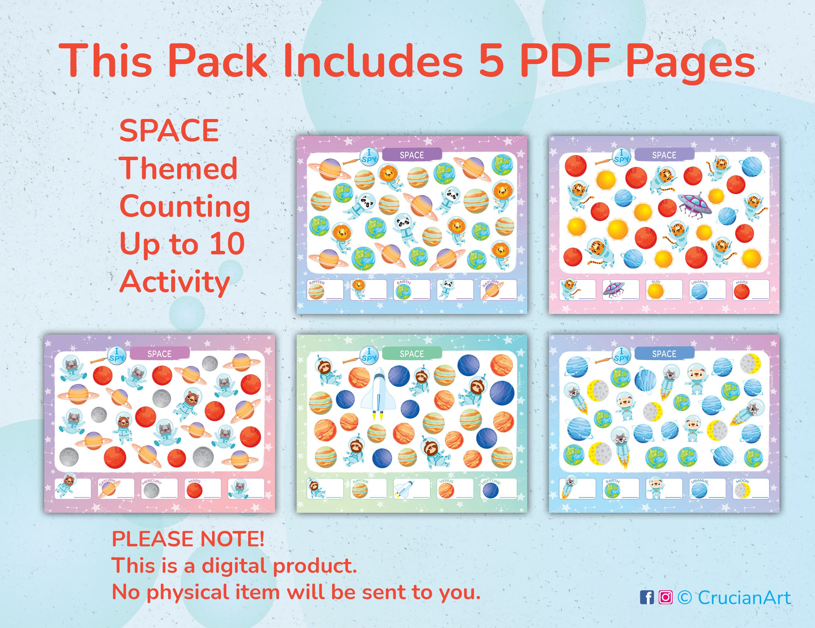 I Spy Space Counting Activity. Solar System Planets Printables - Etsy