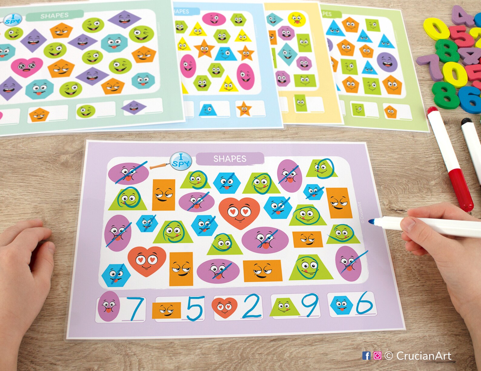 Shapes I Spy Counting Activity. 2D Shapes Printable - Etsy